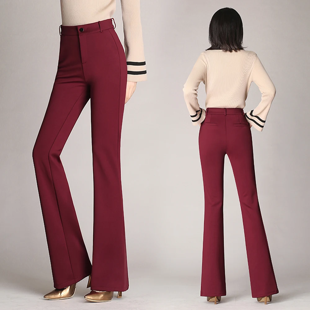 New-Brand-Fashion-Women-Pants-Elegant-High-Waist-Flare-Pants-For-Women ...