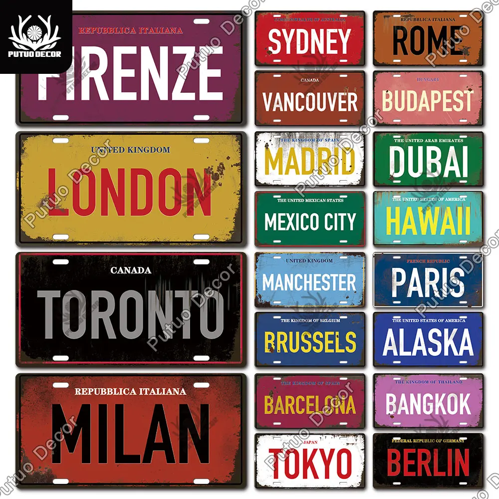 License Plate Bar Home Decor | License Plate Signs Vintage | City Metal ...