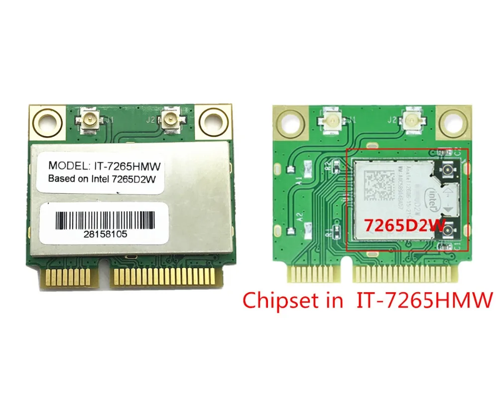 Cartes réseau,Carte MINI PCI-E sans fil AC 8265 7265, Intel, double ...