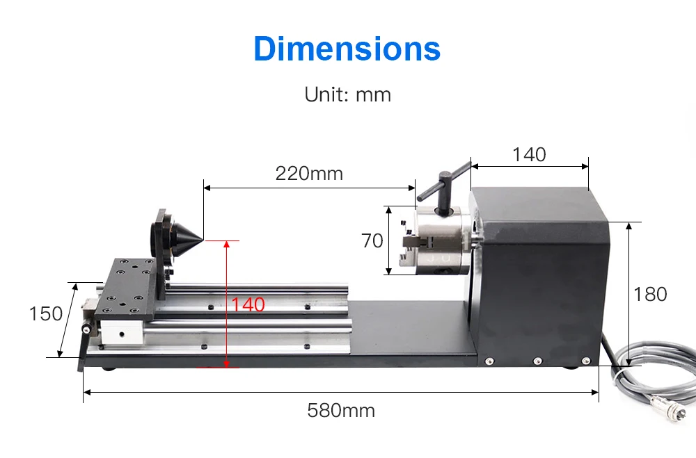 WaveTopSign Rotary Attachment with Chucks 2Phase 3Phase Stepper Motor ...