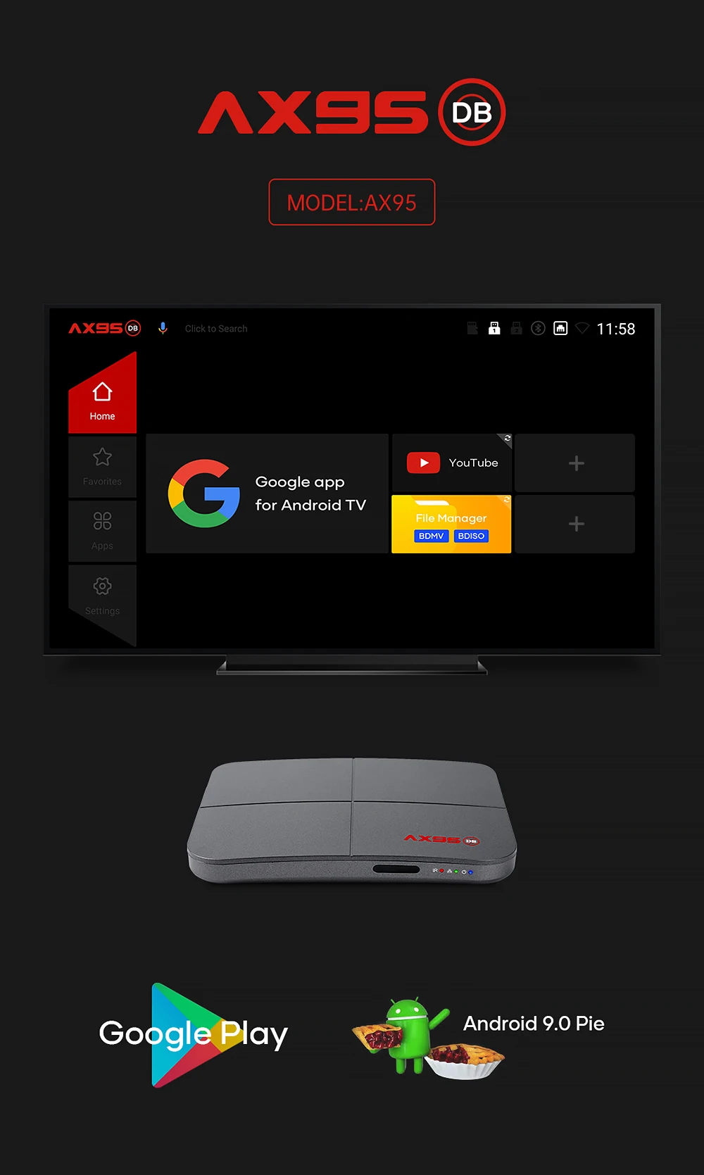 Tv box AX95 4GB 128GB TV inteligente con Android 9,0 Amlogic S905X3 4K ...