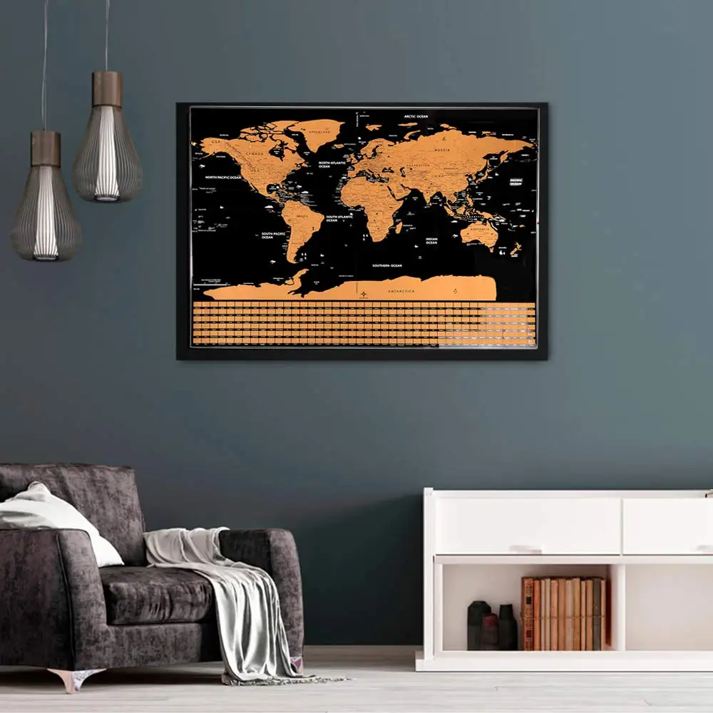 Large Size 82*59 Scratch Off World Travel Map Premium Personalized Wall ...