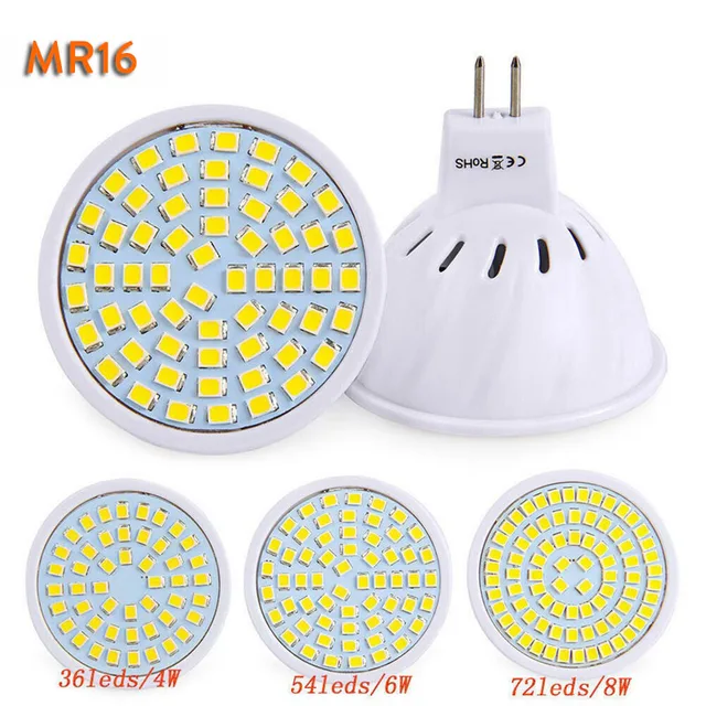 10x MR16 LED Bulbs Light 220V 12V-24V 2835 SMD Spotlights 4W 6W 8W 36 ...