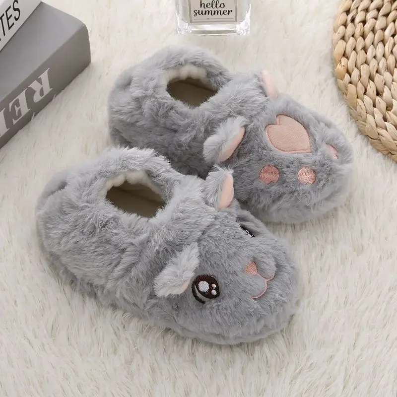 Furry Rabbit Slippers Children Autumn Winter Comfort Warm Fluffy ...