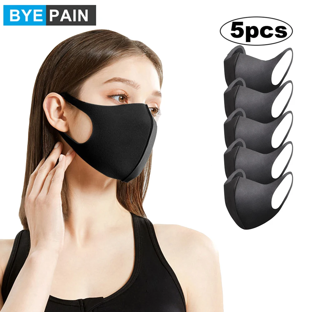 5Pcs-Lot-Black-Sponge-Face-Mouth-Mask-Unisex-Face-Mask-Reusable ...