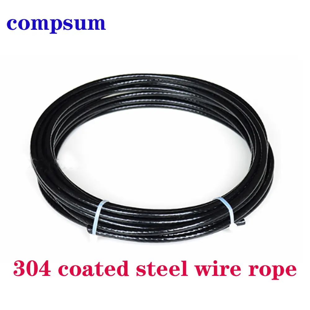 304 stainless steel black plastic coated steel wire rope 0.5mm 0.6mm 0 ...