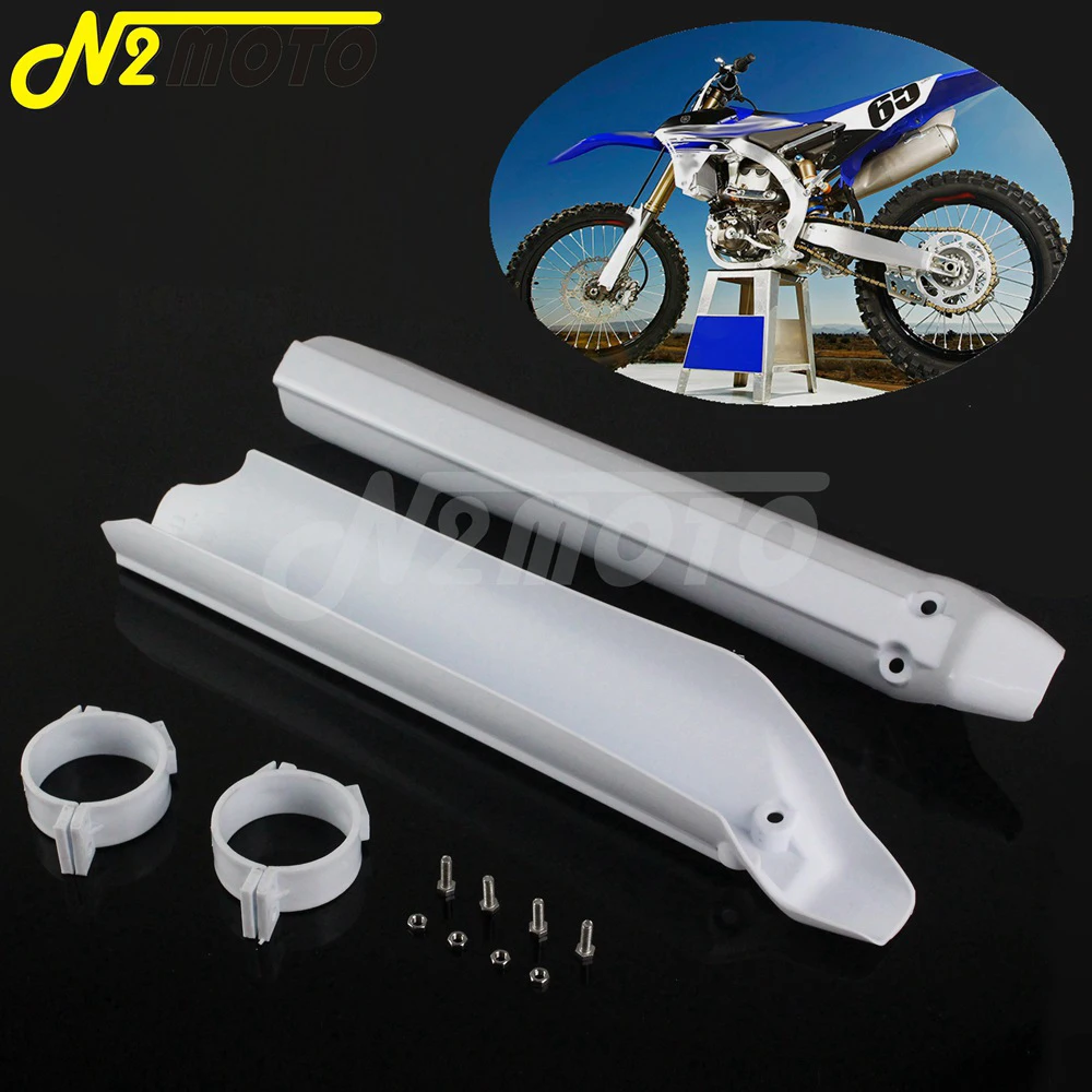 2pcs Supermoto MX Enduro Motocross White Fork Guard Cover Guards Protection Dirt Bike Universal ...