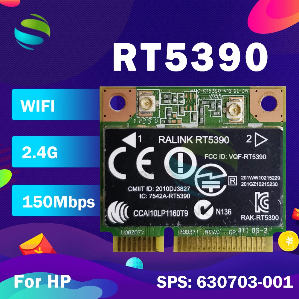 Ralink RT5390 하프 미니 PCI e Wlan 무선 카드, SPS:630703 001/670691 001hp CQ56 ...