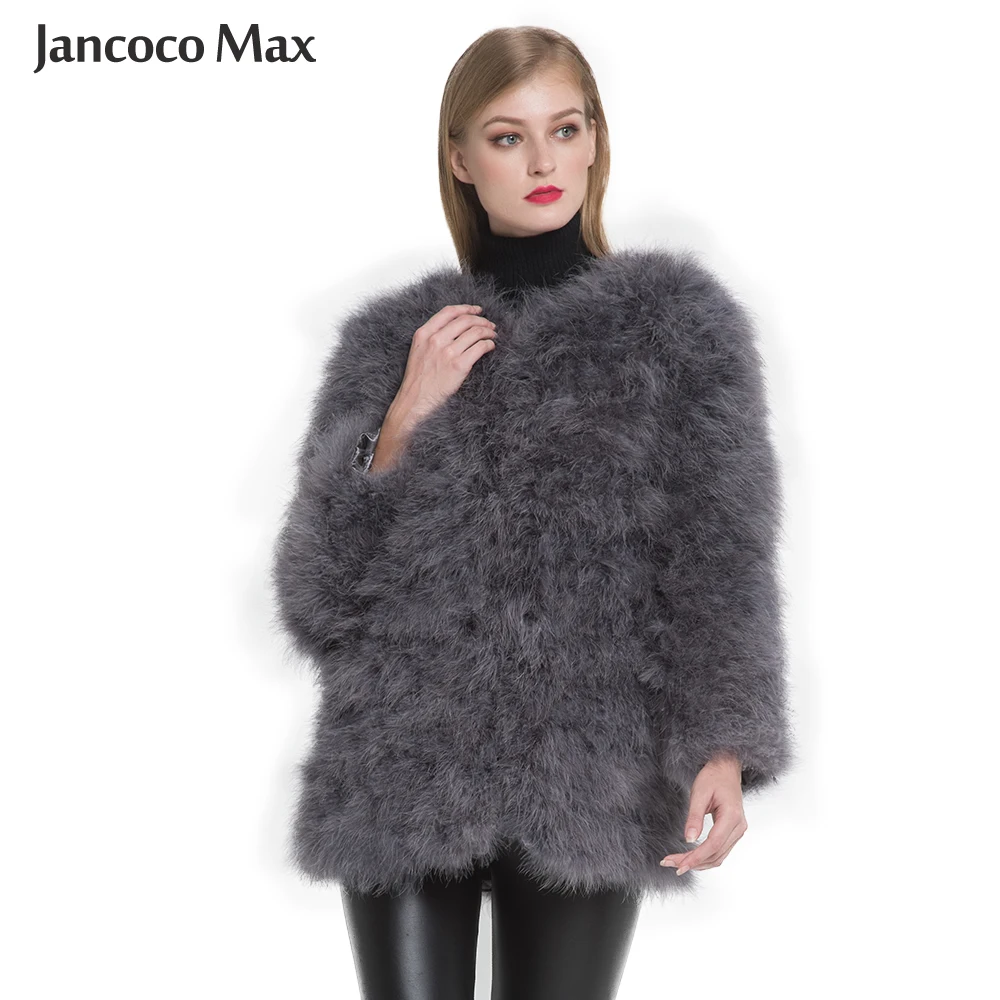 New Arrival Women Real Ostrich Fur Long Coat Casual Lady Natural Jacket ...