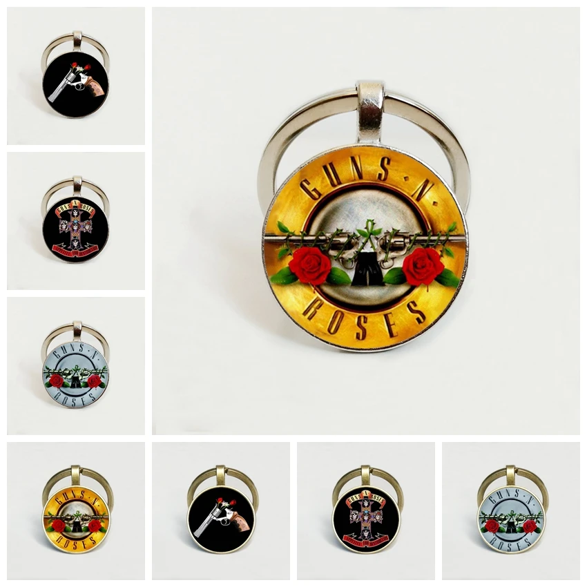 2020-Trendy-Guns-n-Roses-Keychains-Art-Picture-Glass-Dome-BPGNR-Logo ...