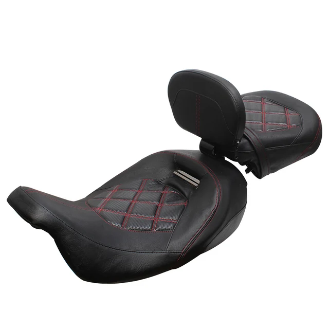 Two-Up Driver Passenger Seat + Front Rider Backrest For Harley Touring ...