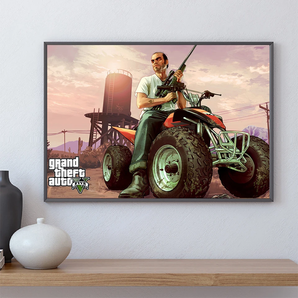 Tableau - Toile,GTA 5 Affiche Toile Art Mural GTA V Jeu Fond D'écran ...