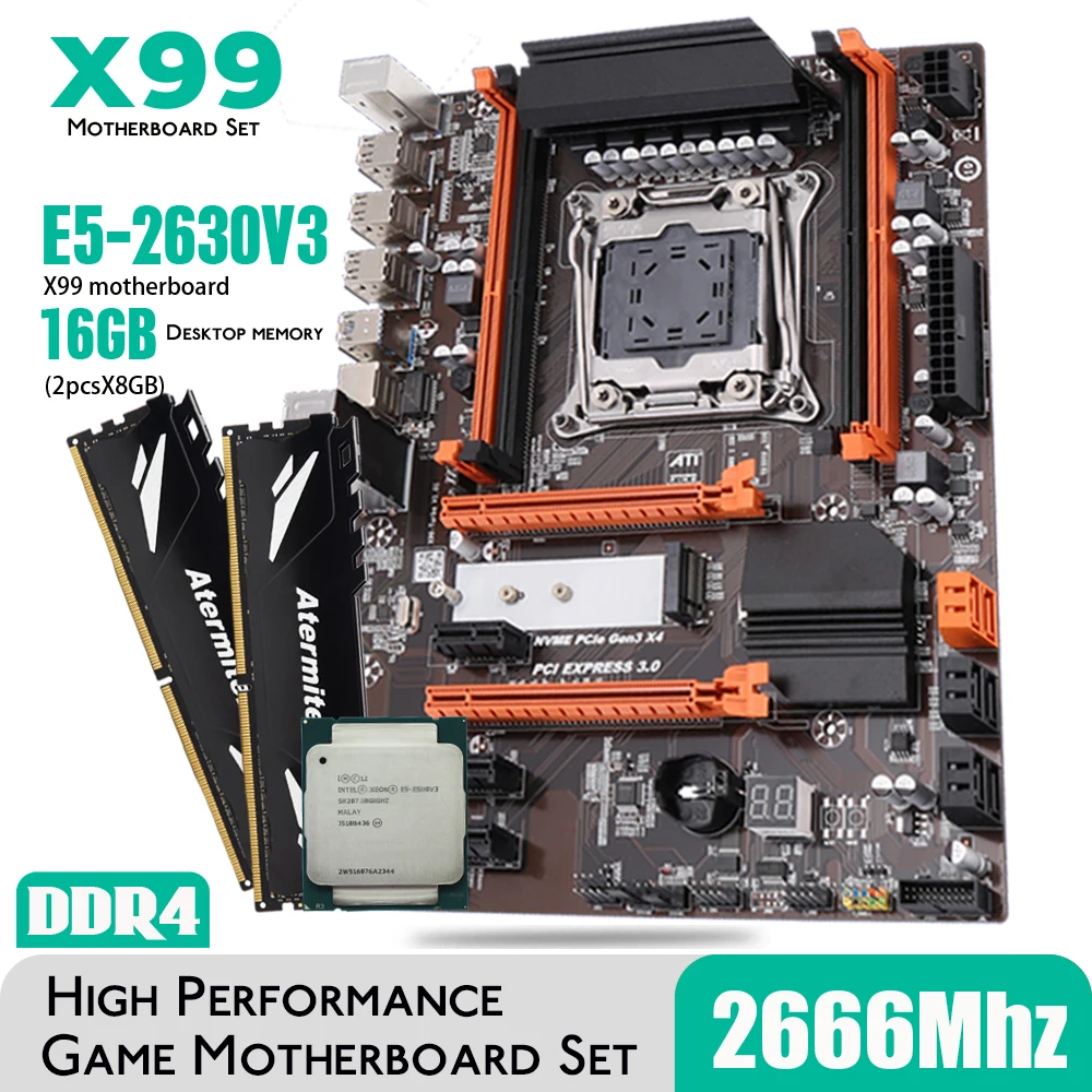 Atermiter X99 Turbo DDR4 D4 Motherboard Set With Xeon E5 2630 V3 ...