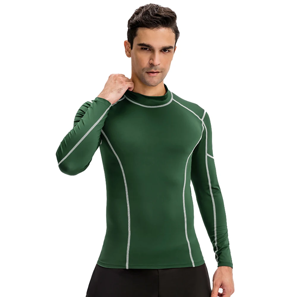 Men-Compression-Shirt-Quick-Dry-Long-Sleeve-High-Collar-Thermal-Running ...