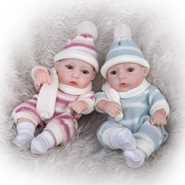 11 Inch Mini Twins Full Silicone Vinyl Reborn Baby Girl Doll Look Like ...