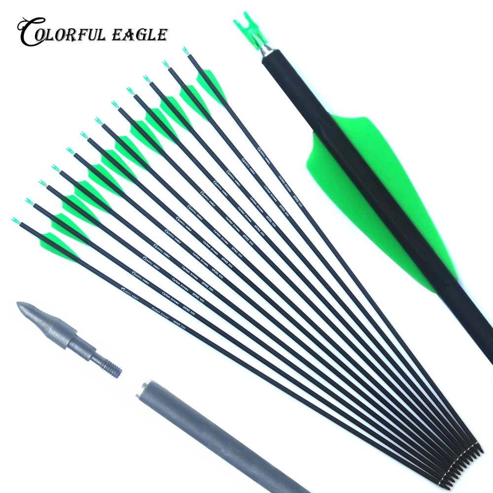 Mixed-Carbon-Arrows-28-30-31-Inches-OD-7-6mm-Spine-500-With-Replaceable ...