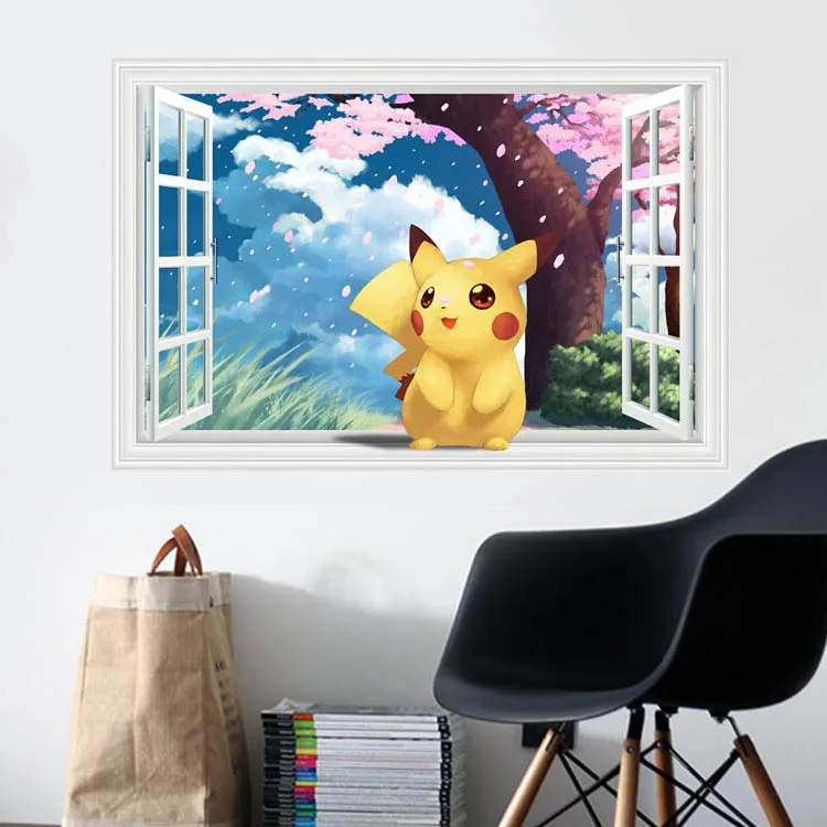 Pokemon Pikachu 3D Window Wall Sticker - KawaiiMerch.com