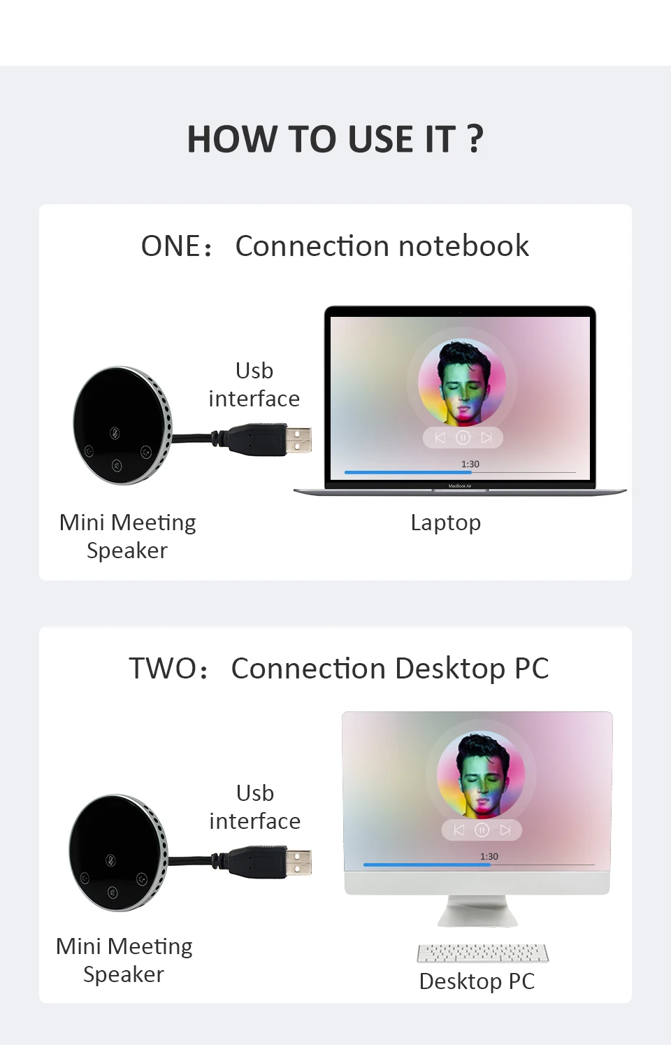 Le noir Microphone de conférence filaire, haut-parleur de conférence ...