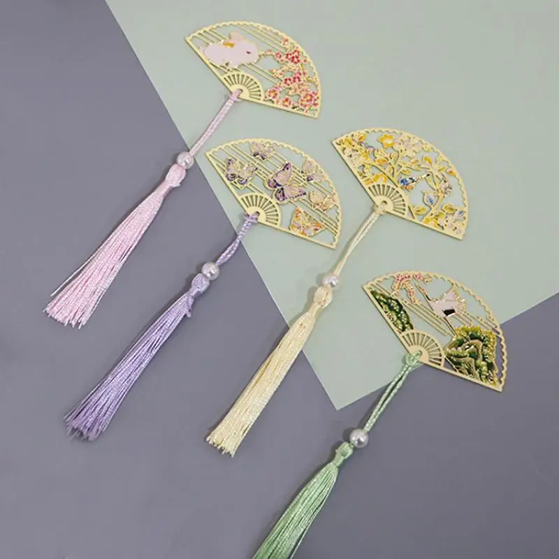 Metal-Bookmark-Chinese-Style-Folding-Fan-Paper-Reading-Bookmarks ...