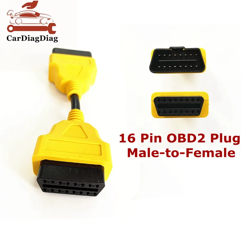 OBD2-Extension-Cable-13CM-Yellow-Male-to-Female-Interface-Easy-to-Use ...