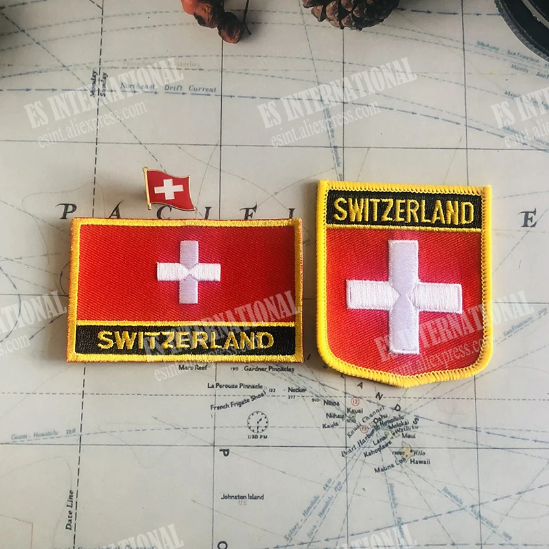 SWITZERLAND National Flag Embroidery Patches Badge Shield And Square ...