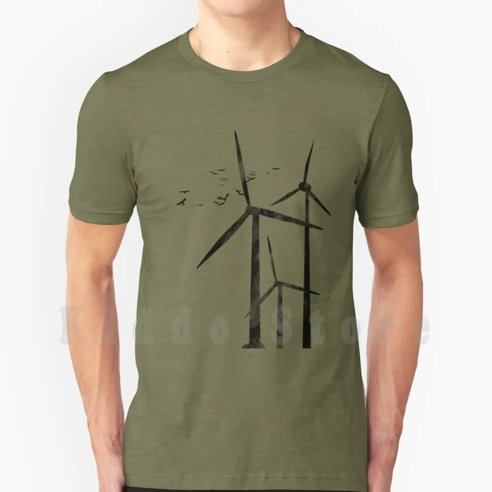 Think Green T Shirt Print For Men Cotton New Cool Tee Windmill Wind ...