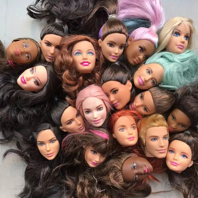 Rare-Face-Doll-Head-Black-Brown-White-Skin-Doll-Heads-Long-Colorful ...