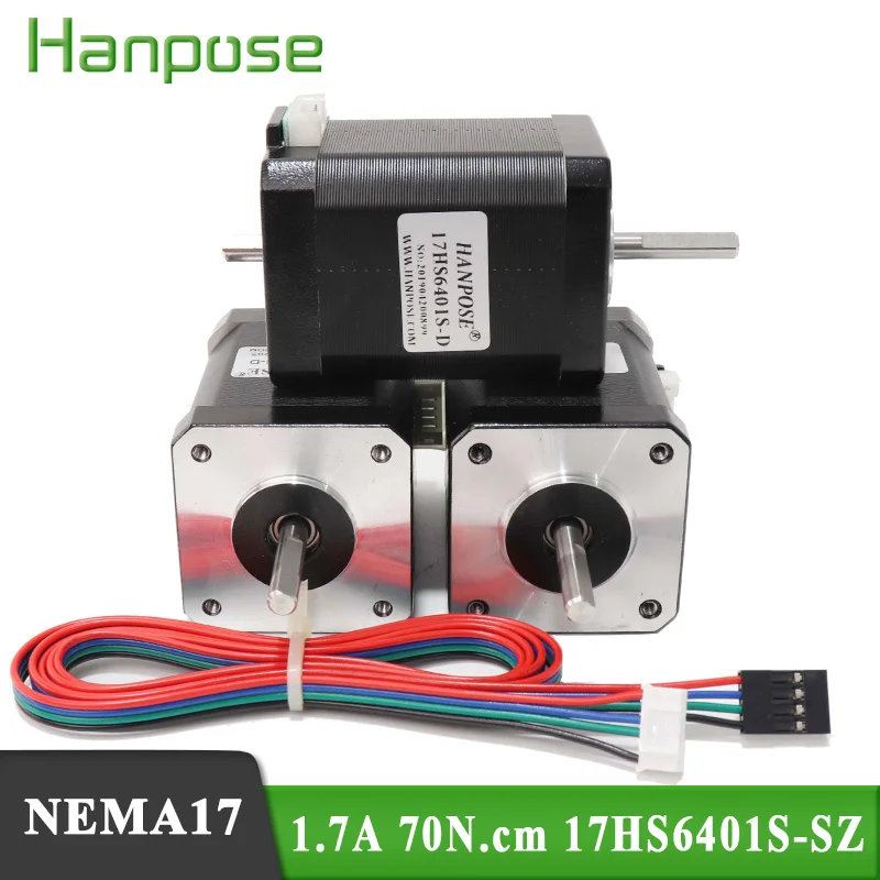 3PCS 42BYGH CNC Stepper Motor1.7A 70N.cm 17HS6401S SZ 4 lead 12V Double ...