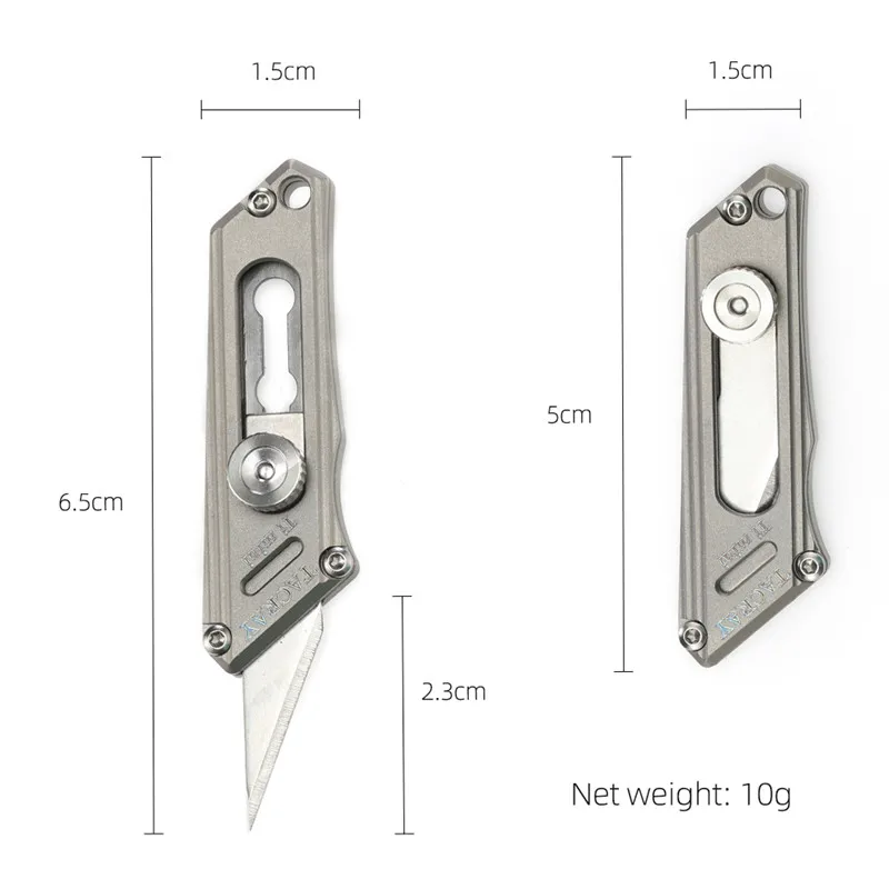 TACRAY-Titanium-Utility-Mini-Knife-Small-Box-Cutter-with-Retractable ...