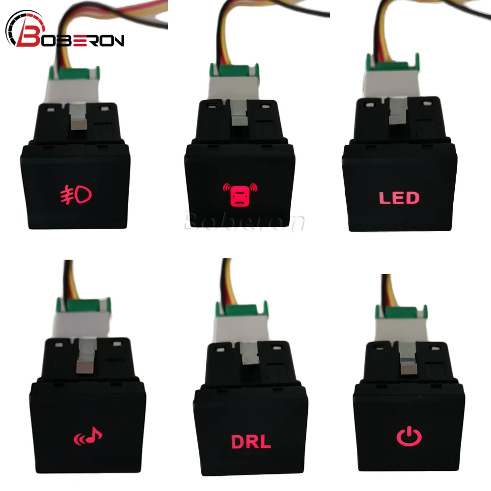 Car Red LED Light Push Button Fog Lamp Power Switch For Volkswagen VW ...