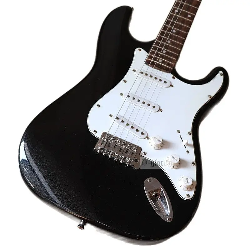 High-gloss-6-string-electric-guitar-metallic-black-basswood-top-Canada ...