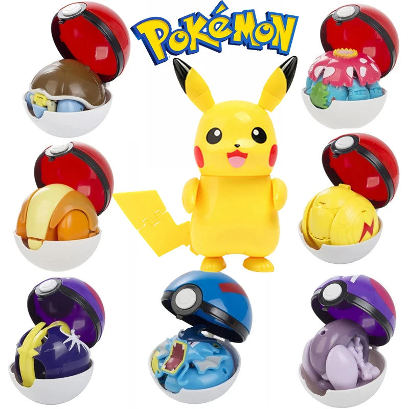 TOMY-Pokemon-Action-figure-Pokeballs-Transformation-Anime-ball-PIKACHU ...