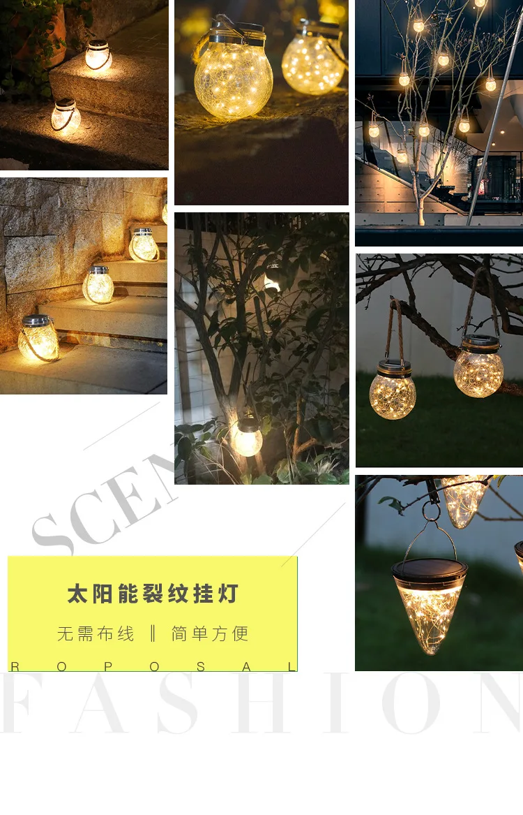 Guirlande lumineuse,Solaire LED Fissure Lumière En Verre De Jardin ...