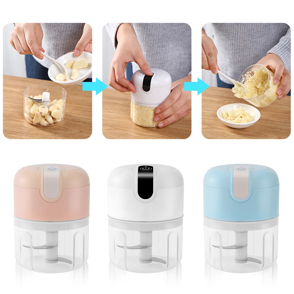 Electric Garlic Press 100ML White Big Capacity Garlics Crusher ...