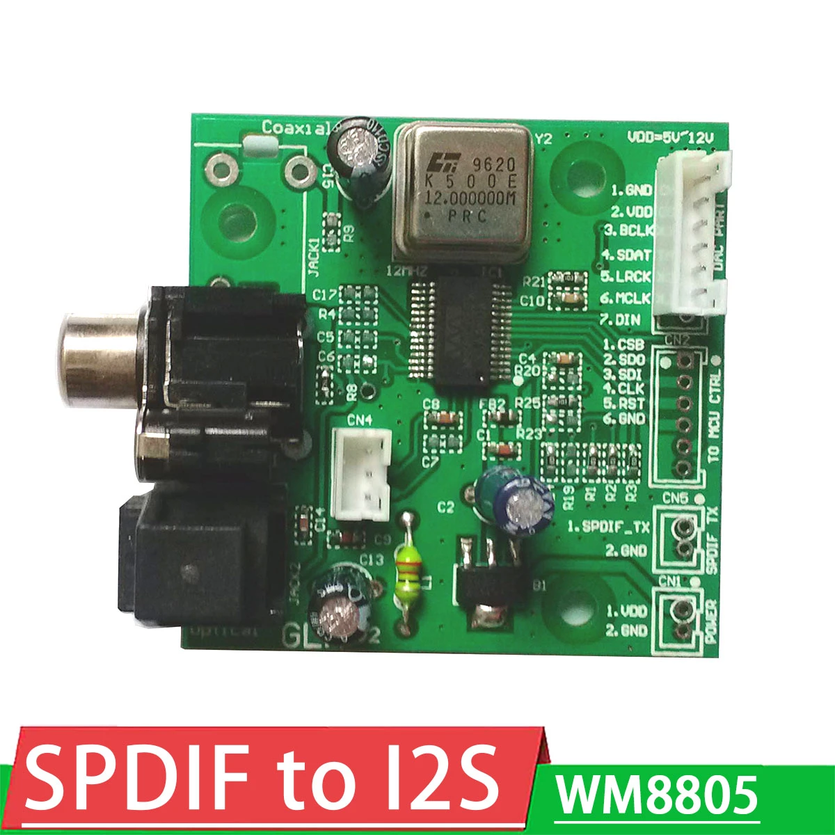Spdif Coaxial Fiber Wm8805 Receiver Board, I2s Output Aligned Output Sampling 32khz- 192khz Diy ...