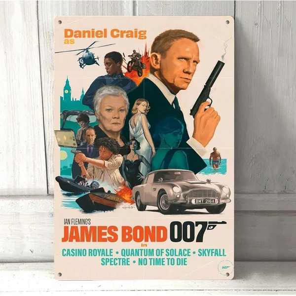 James Bond Metal Poster Retro Tin Signs Pub Cafe Bar Garage Retro Marks ...