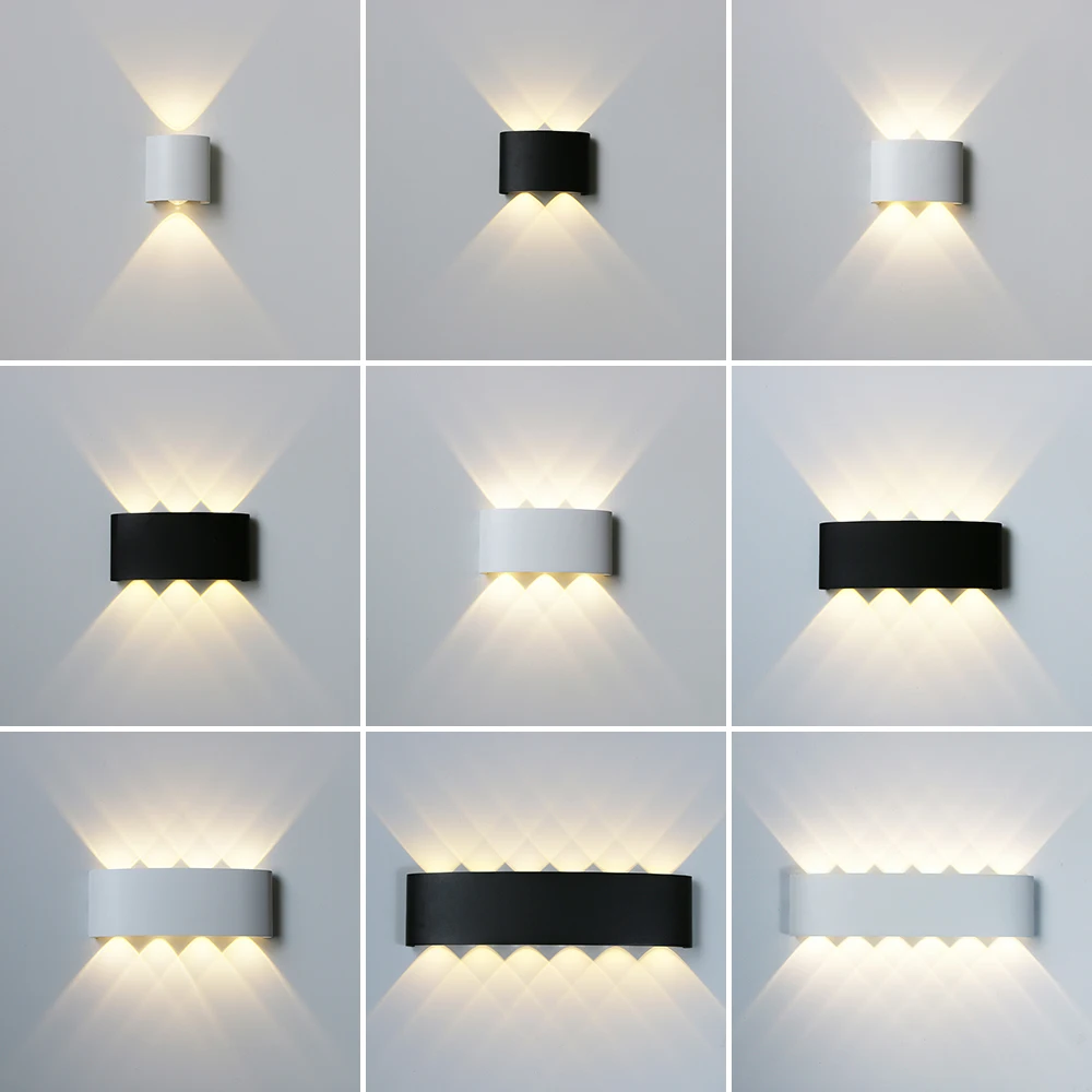 Outdoor-Waterproof-Wall-Lamps-LED-Up-Down-Light-White-Black-Aluminum ...