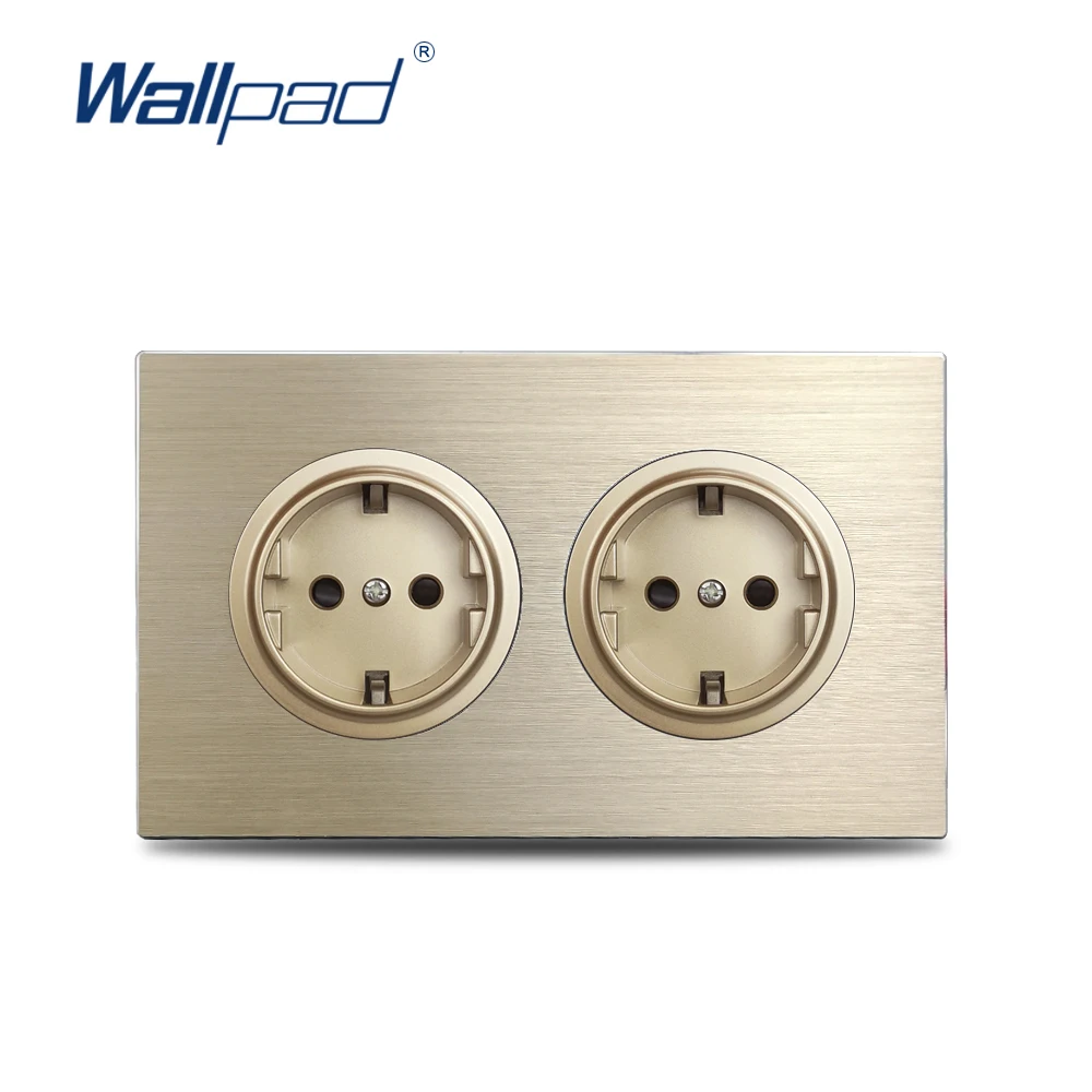 Wallpad-Gold-Double-EU-Plug-Wall-Electric-Outlet-Socket-146-86mm-Satin ...