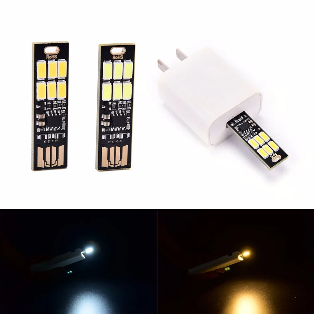 Portable Mini USB Power 6 LED Lamp 1W 5V Touch Dimmer Warm/pure white ...