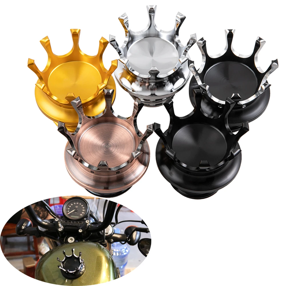 Aluminum-Crown-Style-Vented-Fuel-Tank-Cap-Gas-Cap-For-Harley-Sportster ...