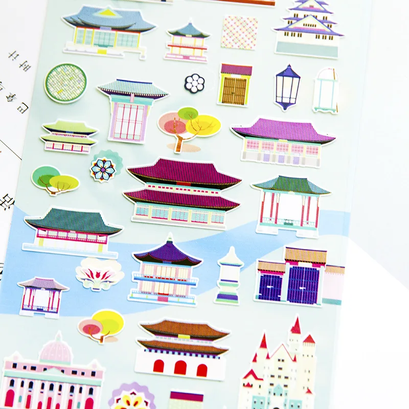 Korea Vintage Oriental Bulding Stickers Scrapbooking Material ...
