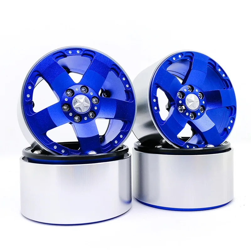 4PCS 2.2 Inch Metal Pentagram Beadlock Rims Wheel Tires Hub 1/10 RC ...