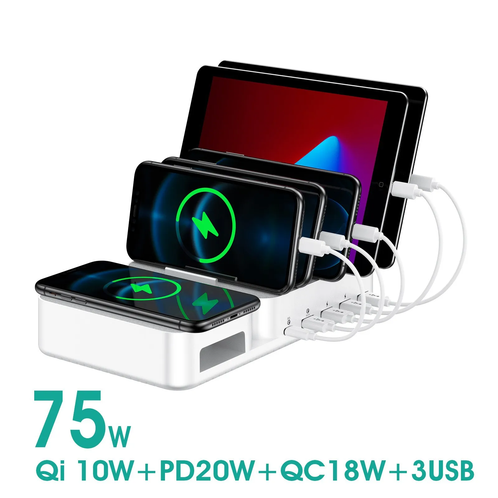 75W-5-Port-USB-Wireless-Charging-Station-for-Multiple-Devices-with-1-PD ...