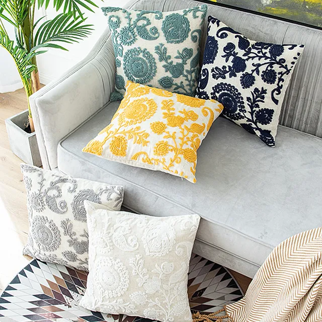 3D Flower Embroidery Cushion Cover - Touch of Decor