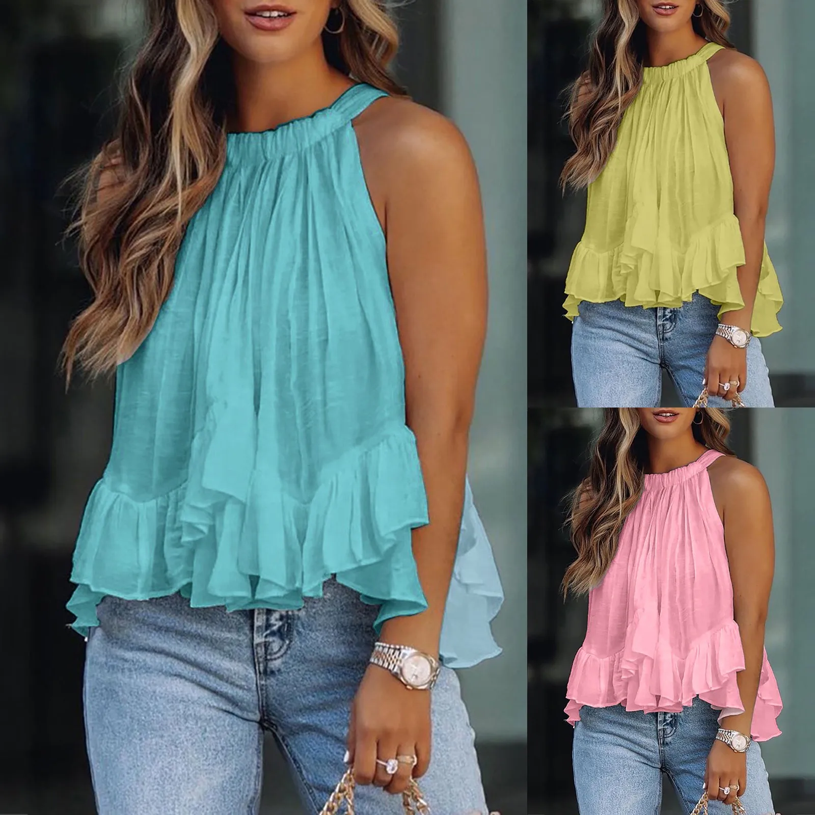 Sexy-Halter-Tops-Ruffle-Women-Chiffon-Blouses-Camisoles-Off-Shoulder ...