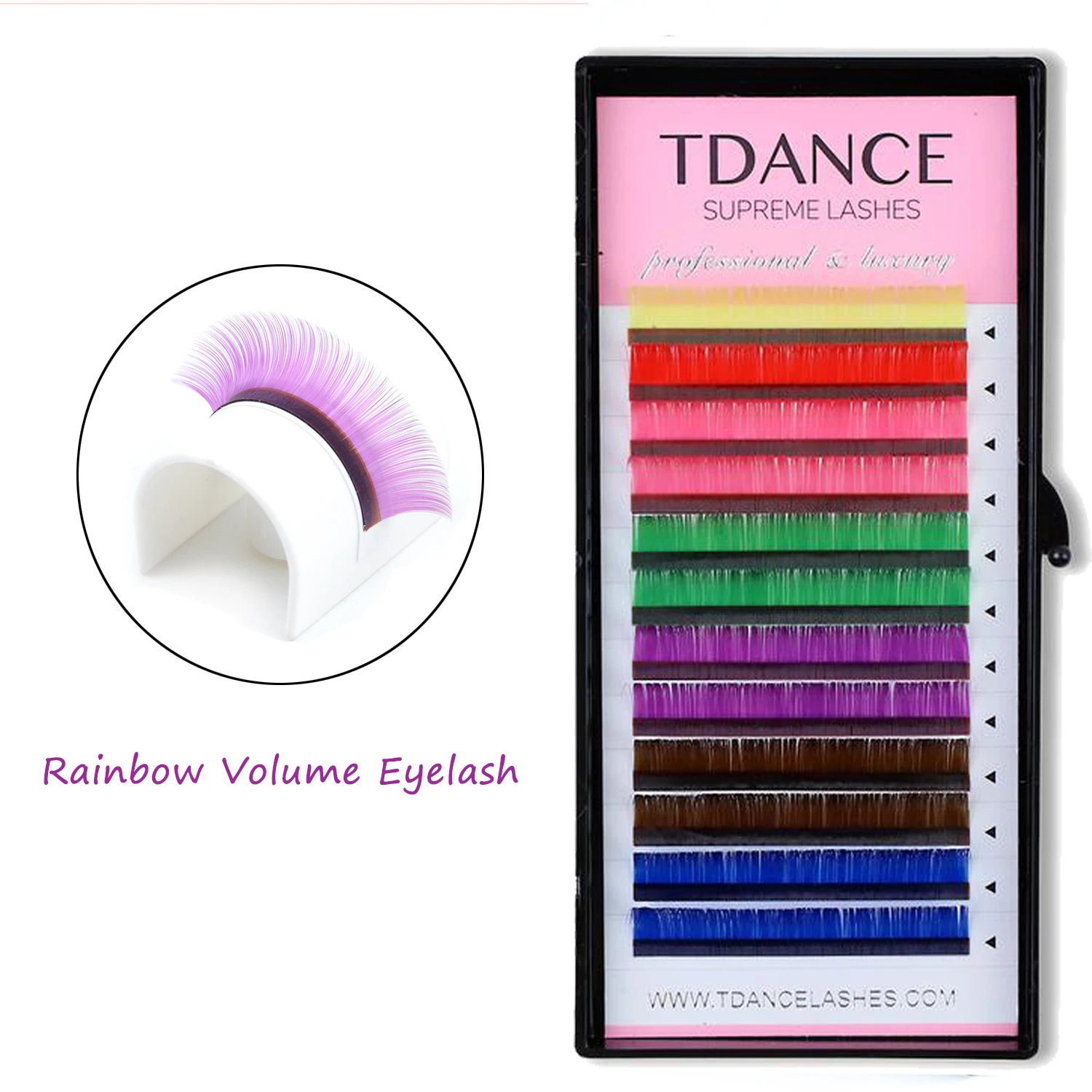 Tdance 7 Colors Rainbow Volume Eyelash Extension Color Thickness 0.07 ...