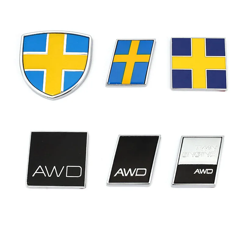 3D-Metal-Sweden-Twin-Engine-AWD-Logo-Emblem-Badge-Decals-Car-Sticker ...