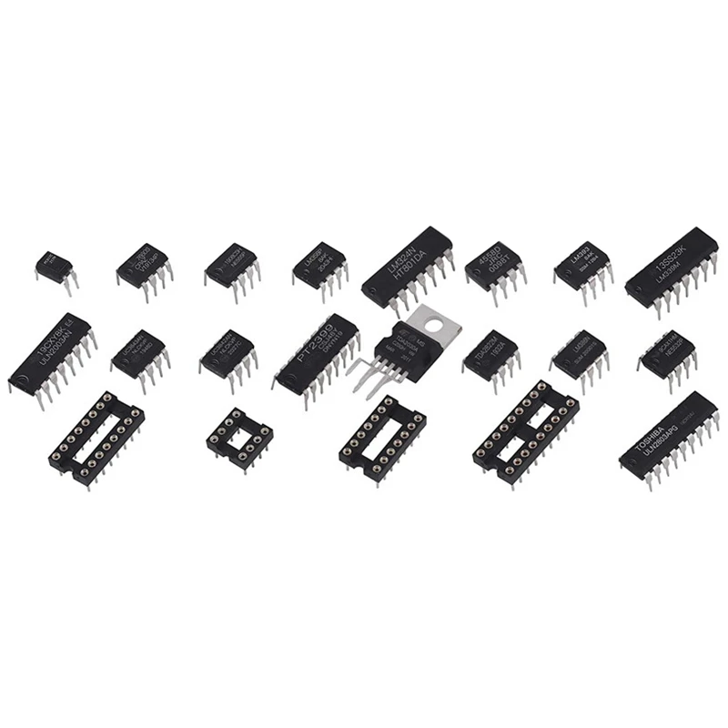 16Pcs 21 Value Integrated Circuit Chip Combination Kit 2.54mm IC Socket ...