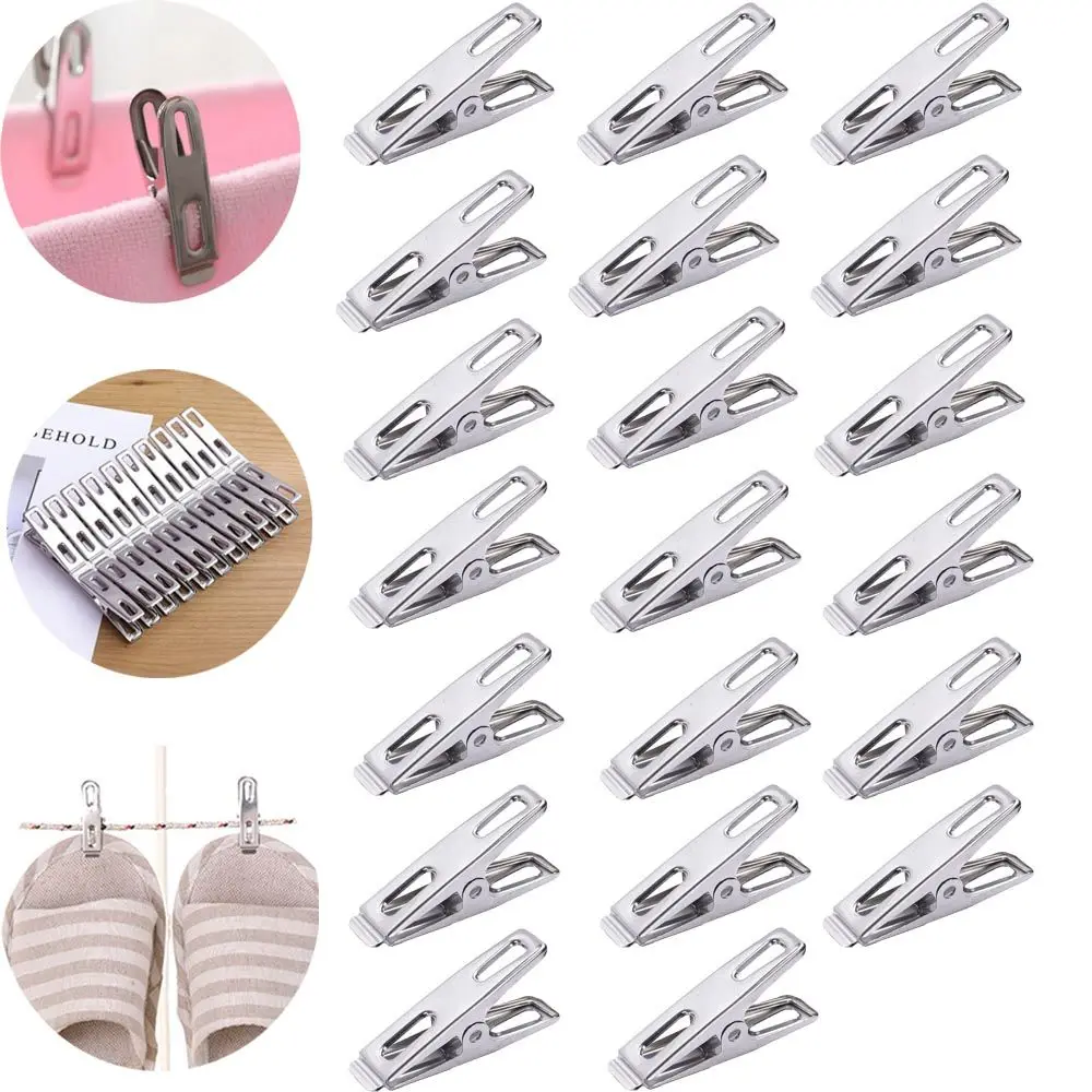 Pince à linge,Pinces à vêtements en acier inoxydable, multi-usages ...