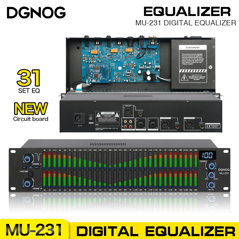 Mu-231 Audio Equalizer Dual 31 Bands Digital Equaliser Profesional ...